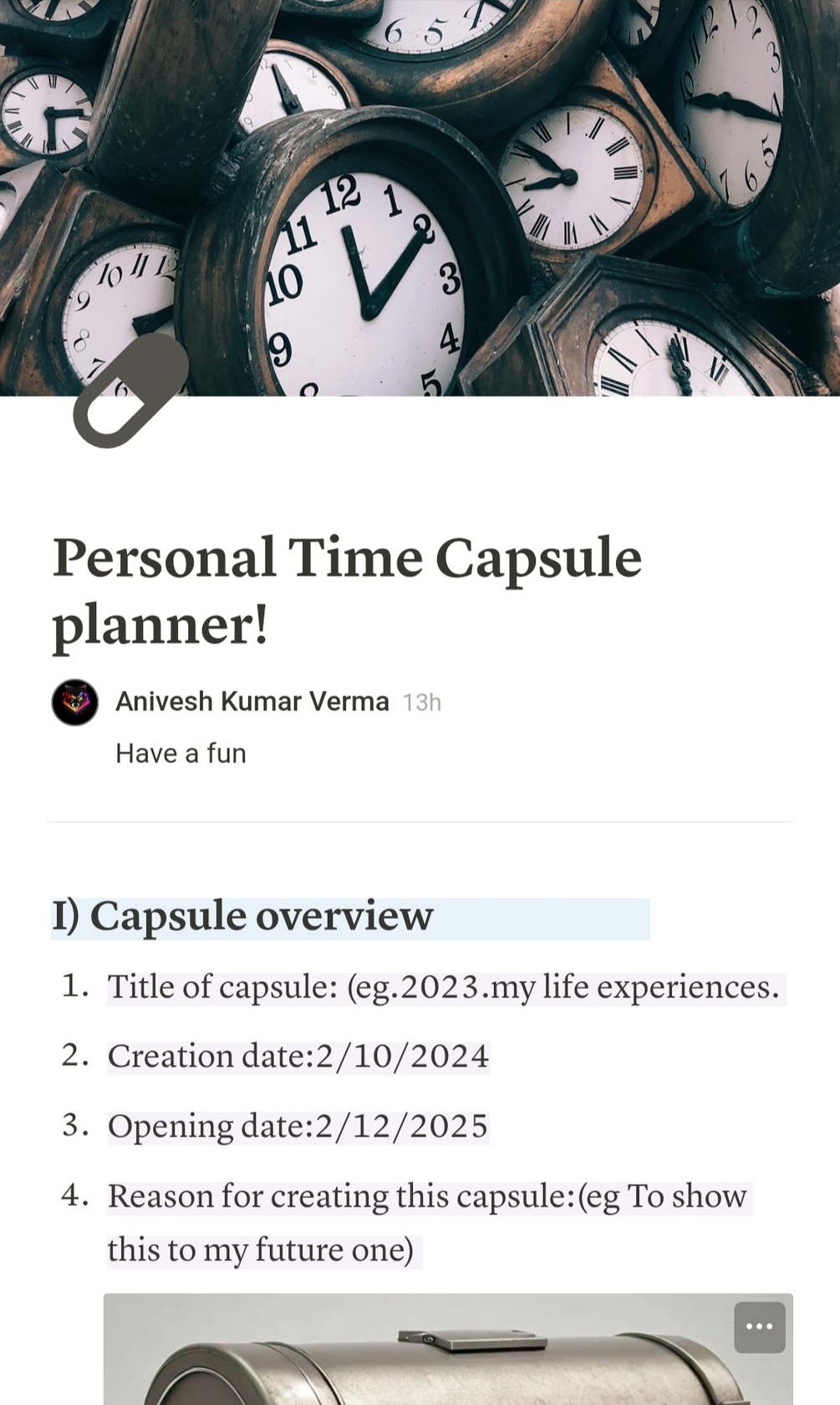 Personal Time Capsule