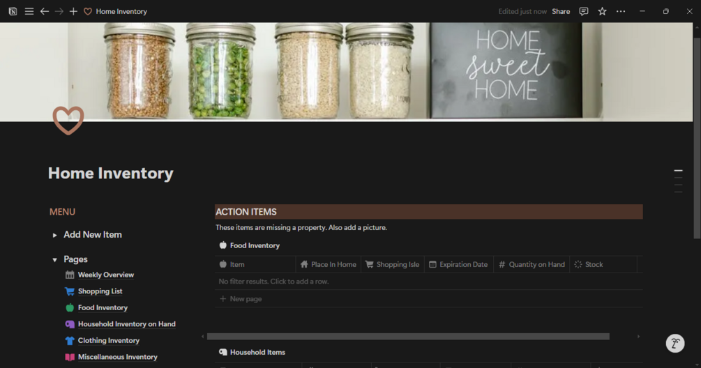 Home Inventory Notion