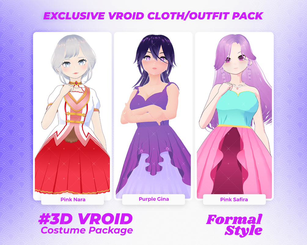 VRoid Clothing Pack, Barbie Style, Virtual Streamer, Kawaii Clothes ...