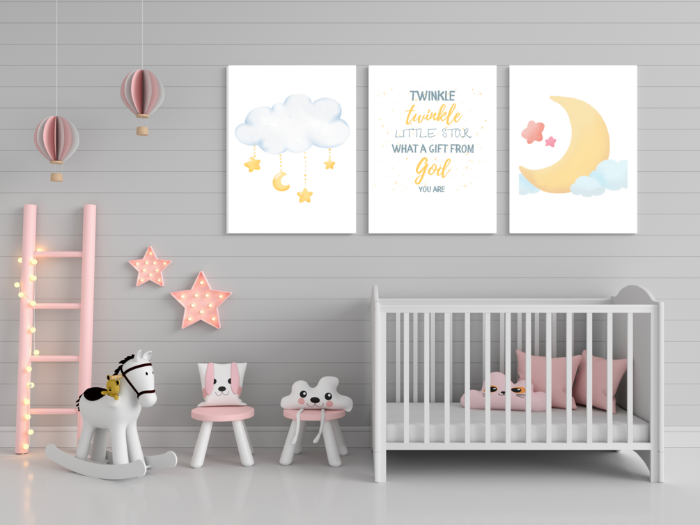 Twinkle Twinkle Little Star Nursery Wall Art, Instant Download, 3 Piece ...