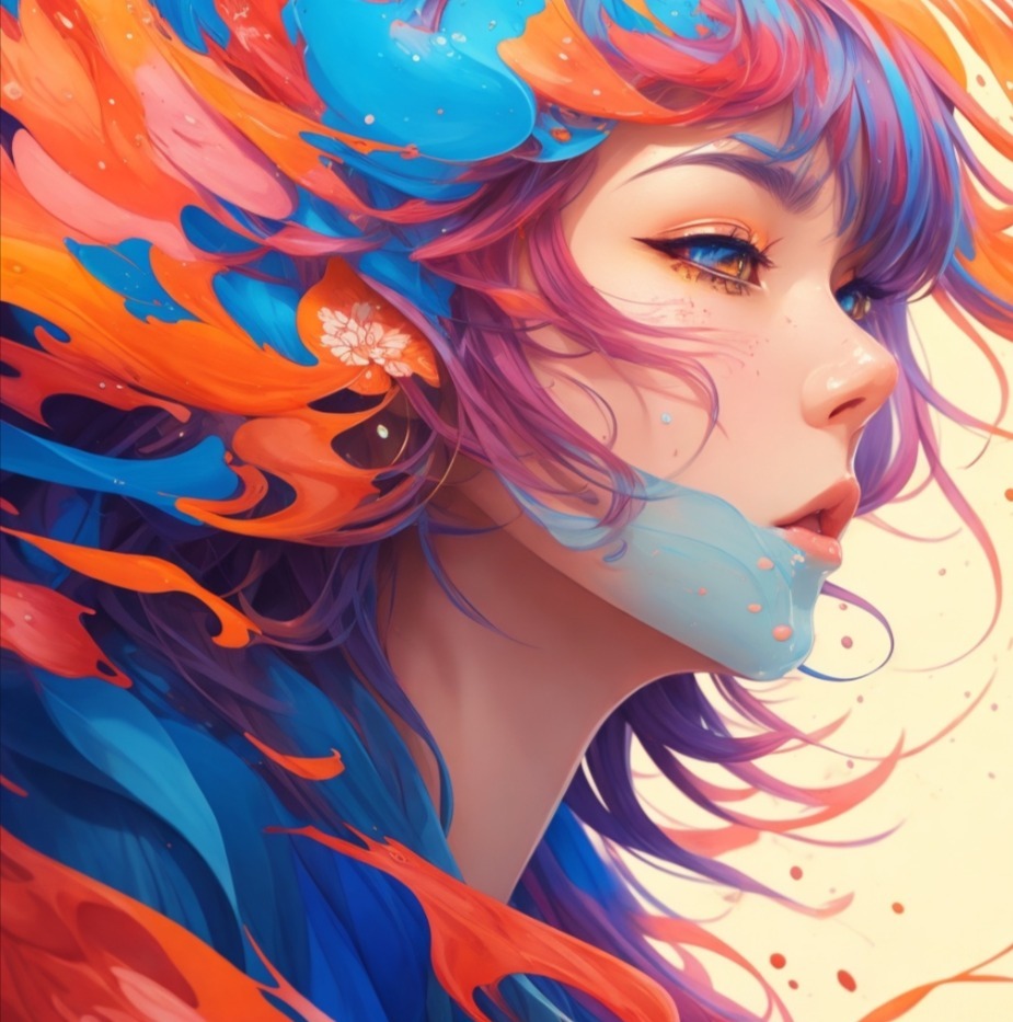 A girl portrait josei anime art style oil painting