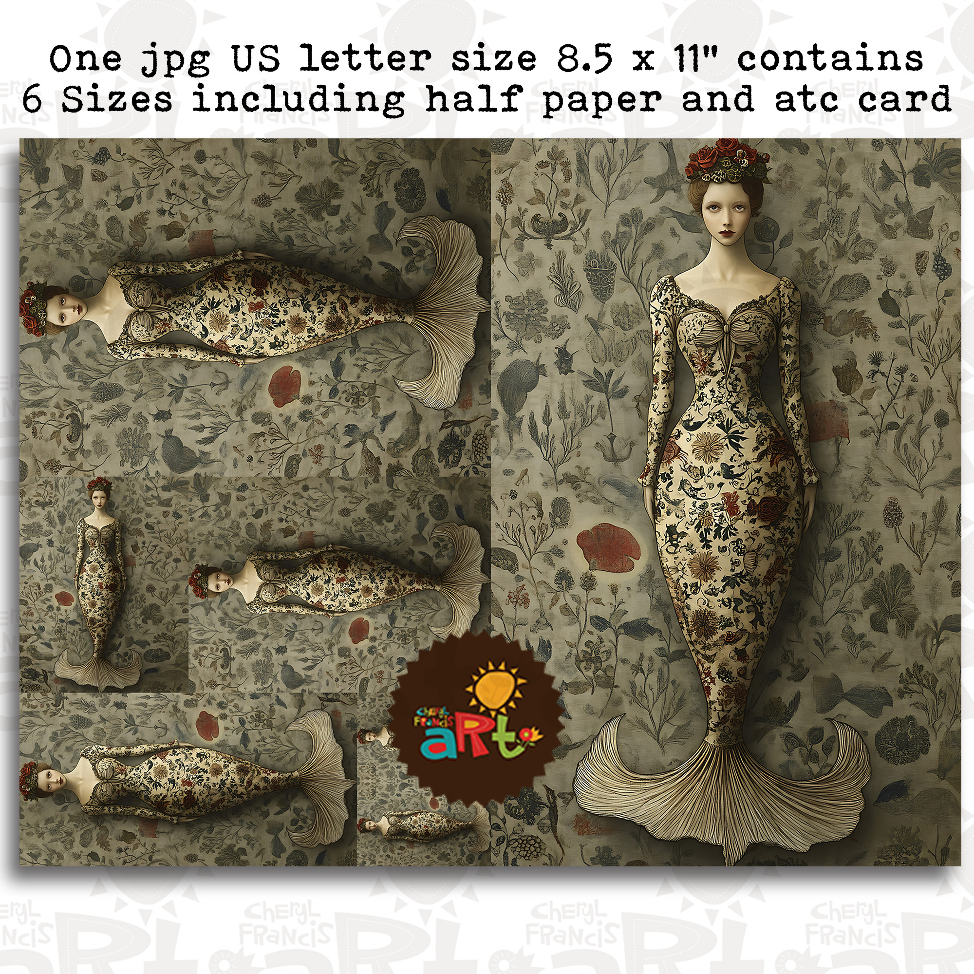Mermaid No.111 Printable Junk Journal Half Paper for Book Making ...