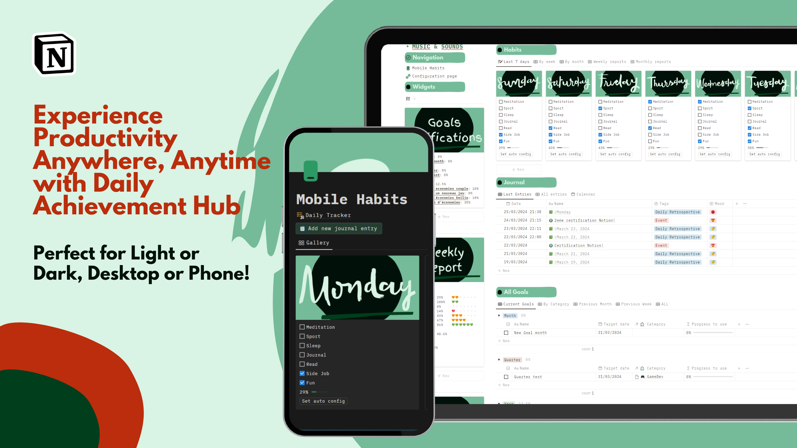 Daily Achievement Hub Notion Tracker: Conquer Your Goals - Notion Circles