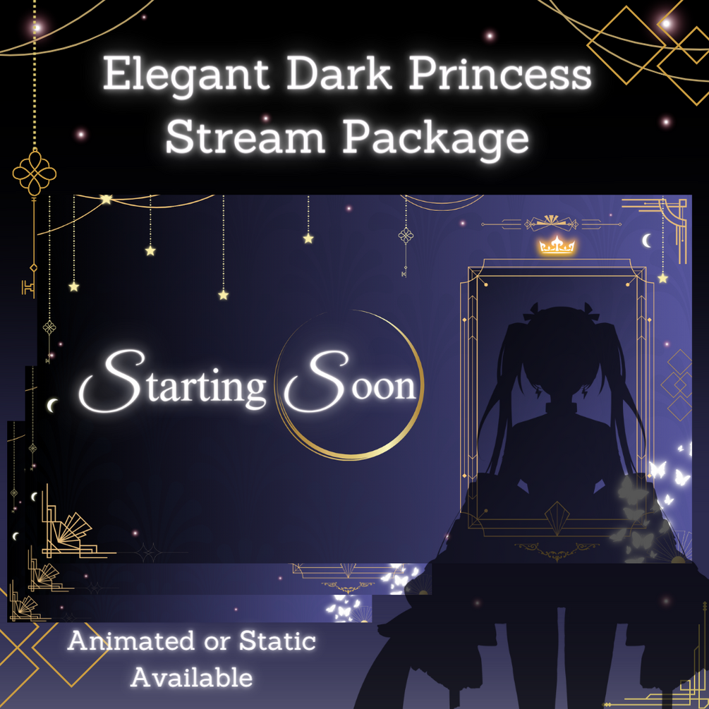 Elegant Dark Hime Princess Twitch Streamer Screens + Overlay Kawaii ...