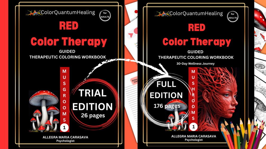 Trial Edition: Red Color Therapy, Mushrooms Coloring Design ...