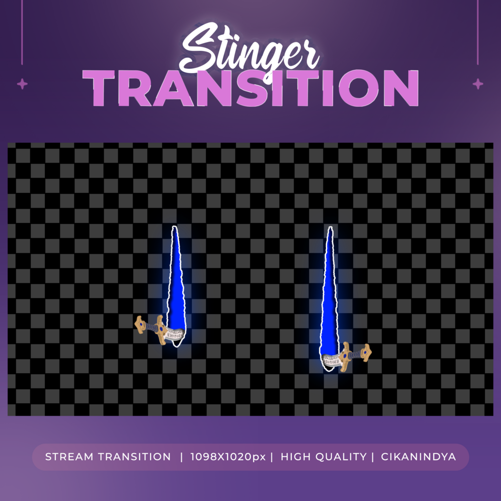 Animated Stinger Transition Blue Neon Saber | Electrified Blade Slash | Streaming Overlay FX