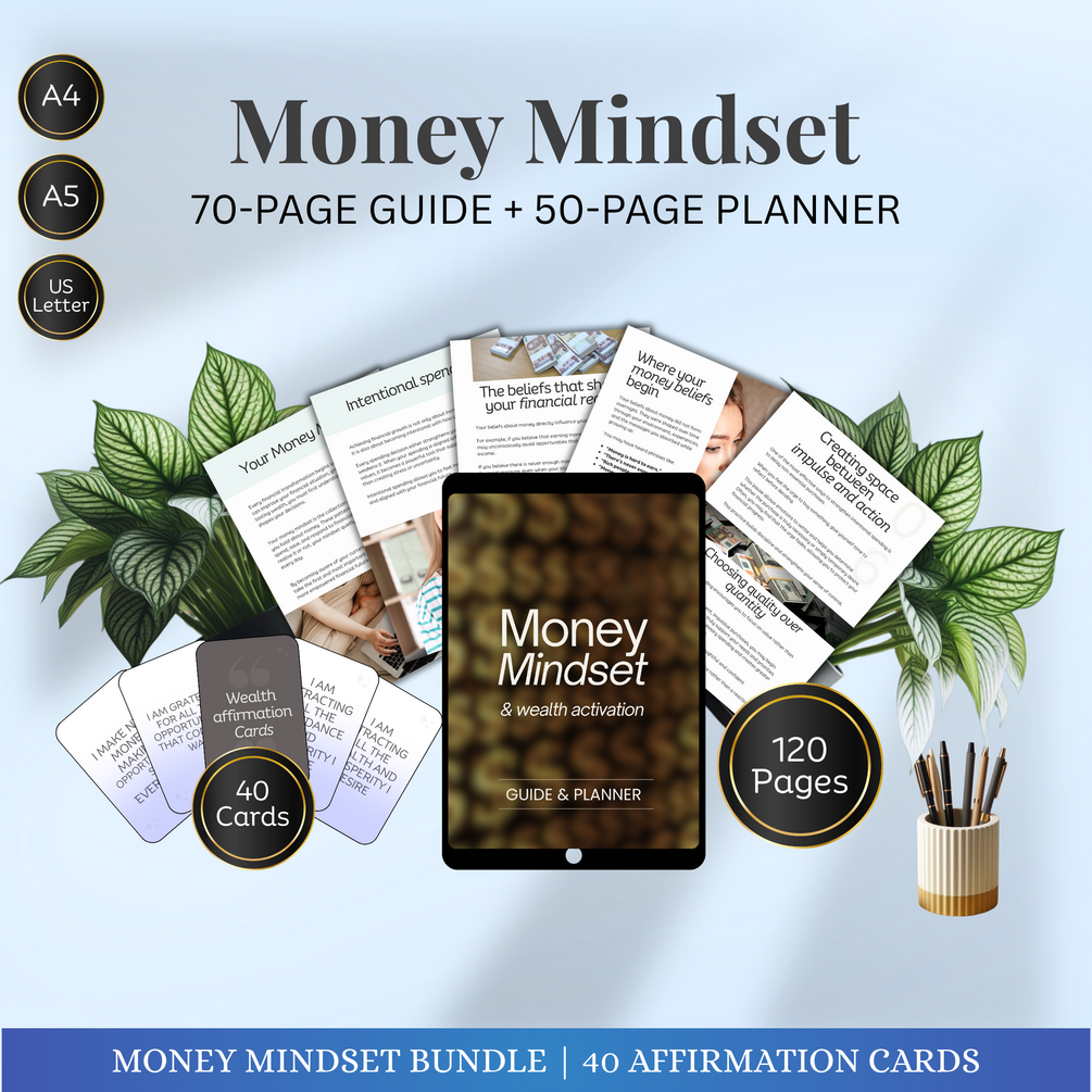 Money Mindset Guide & Planner Bundle | Wealth Affirmation Cards ...