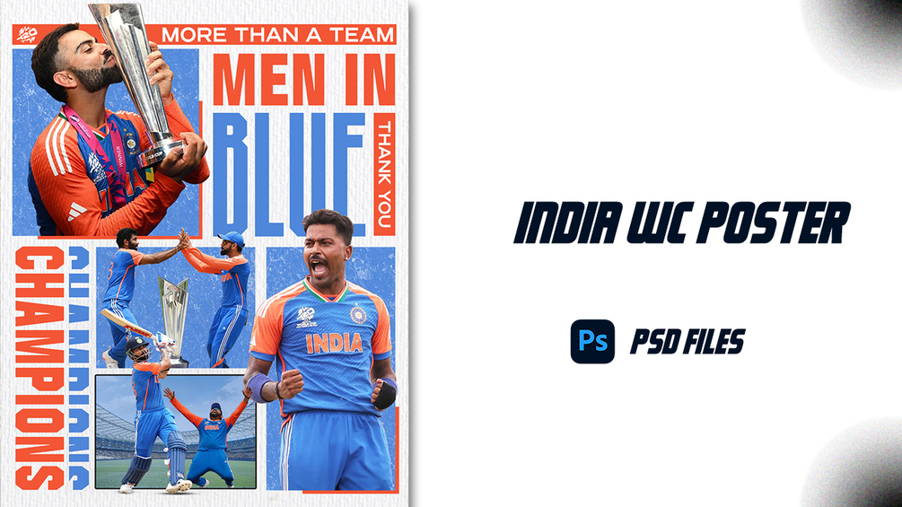 India World Cup Champions Poster – Editable PSD