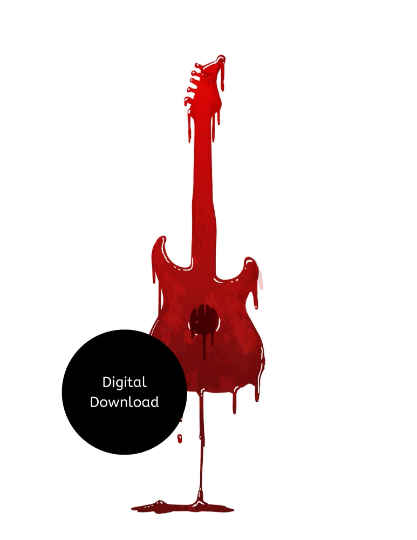 Guitar, Wall Art, Music, Bleeding Guitar, Musician, Blood, Digital Download, Digital Wall Art ...