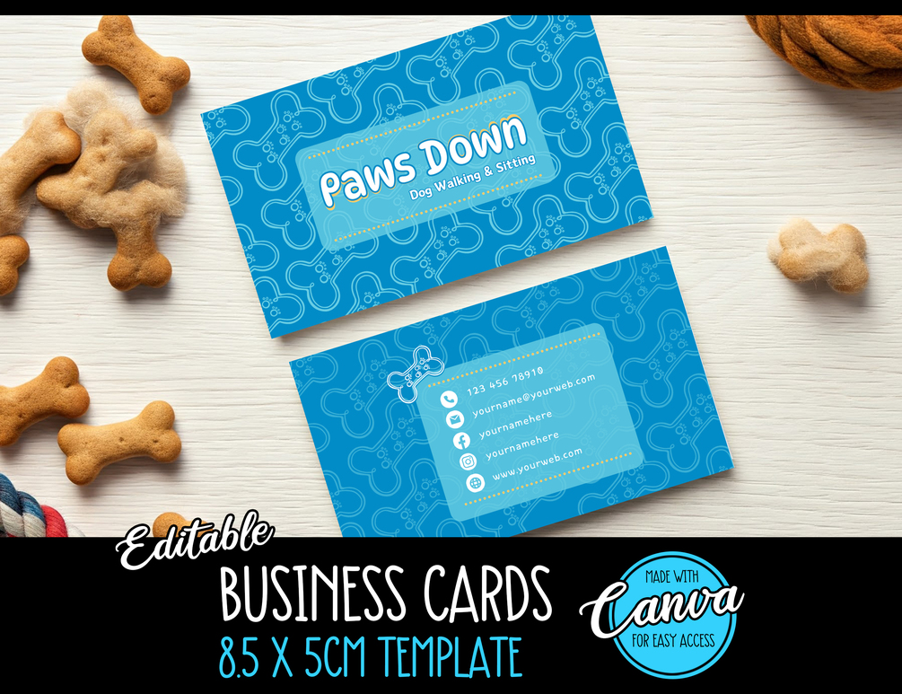 Customizable Dog Business Card Template for Dog Walkers, Pet Sitters ...