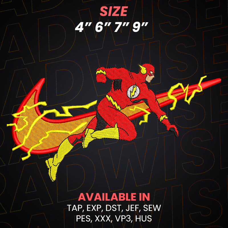 THE FLASH Inspired Embroidery Design, Machine Embroidery Design, Tap ...