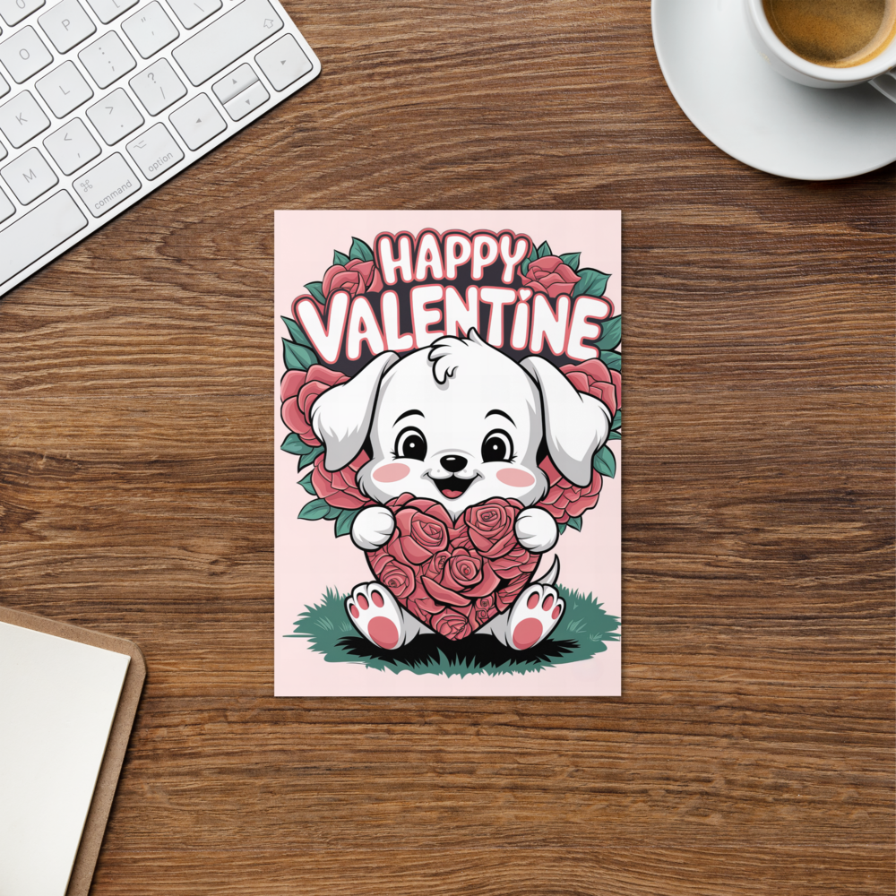 Cute Puppy Valentine Card | Printable Digital Download
