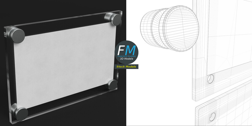 3D MODEL - Wall mounted glass plate mockup