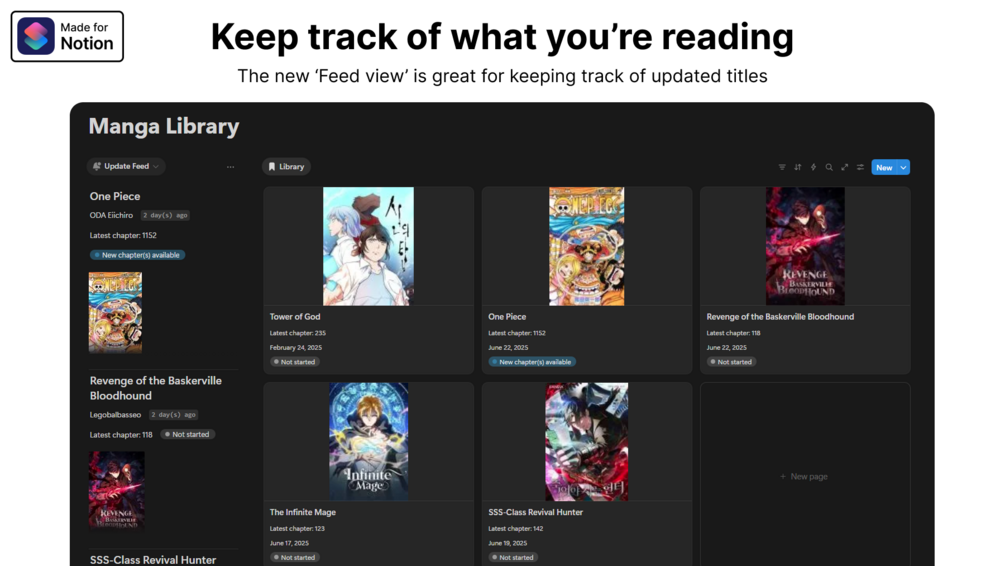 Manga Reading List Apple Shortcut for Notion