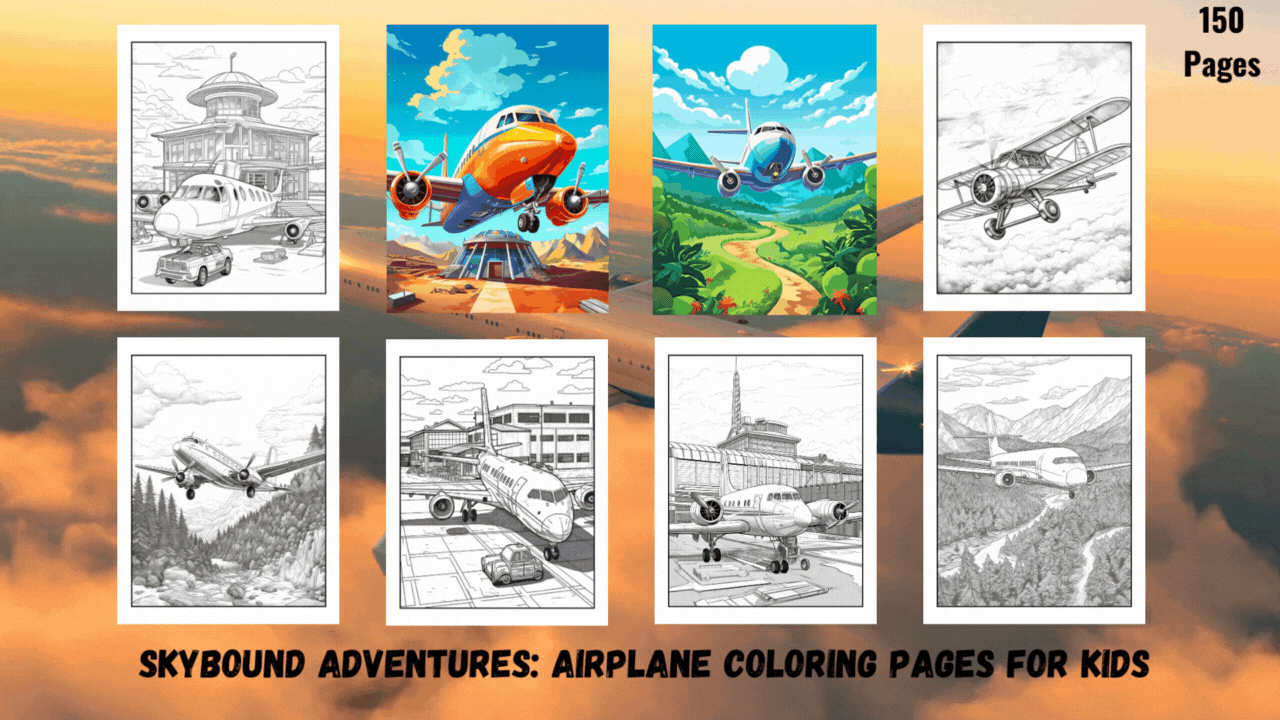 Skybound Adventures: Airplane Coloring Pages for Kids