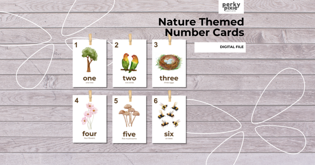 Nature Themed Number Cards Printable