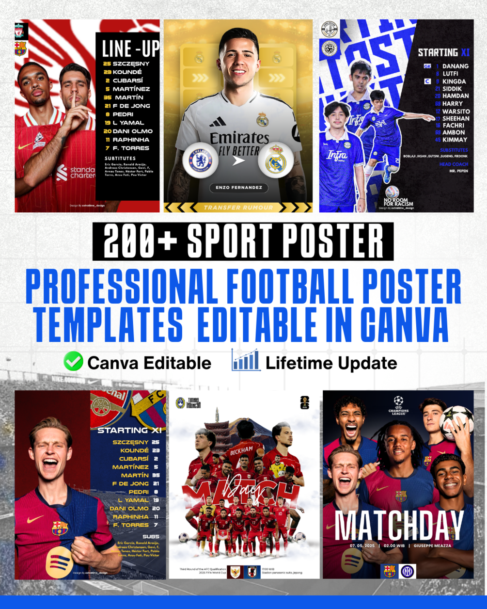 200+ Editable Football Poster Templates – Canva Bundle (No Pro Needed)