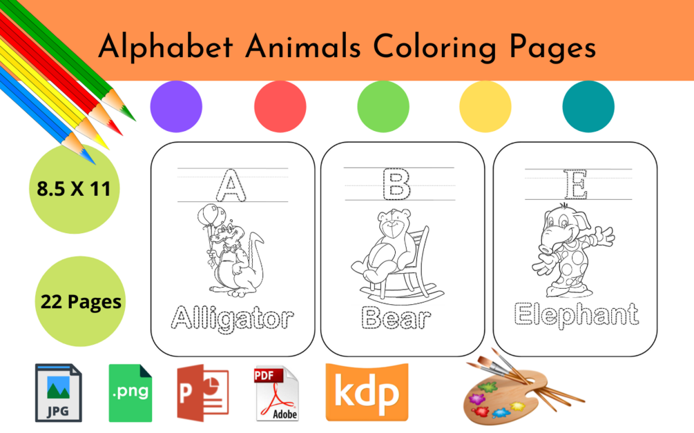 Alphabet Animals Coloring Pages For kids