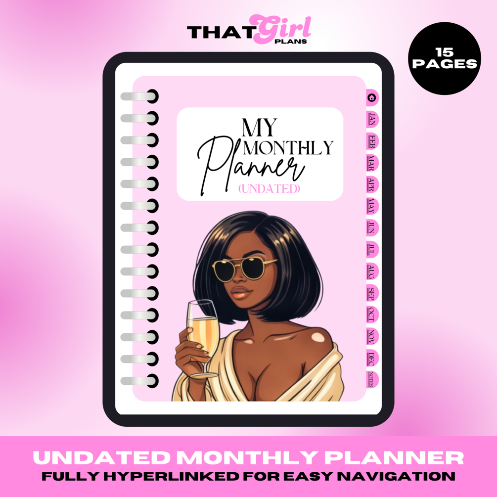 My Pink Monthly Hyperlinked Digital Planner (Undated) | That Girl Plans