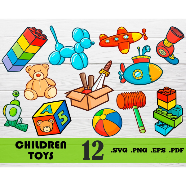 Children toys svg,Kids toys svg,Colorful toys svg, teddy bear,Kids toys ...