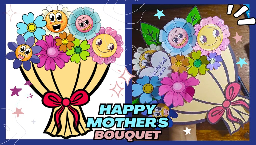 🌸 Mother’s Day Bouquet Craft | Printable Flower Template for Kids ...