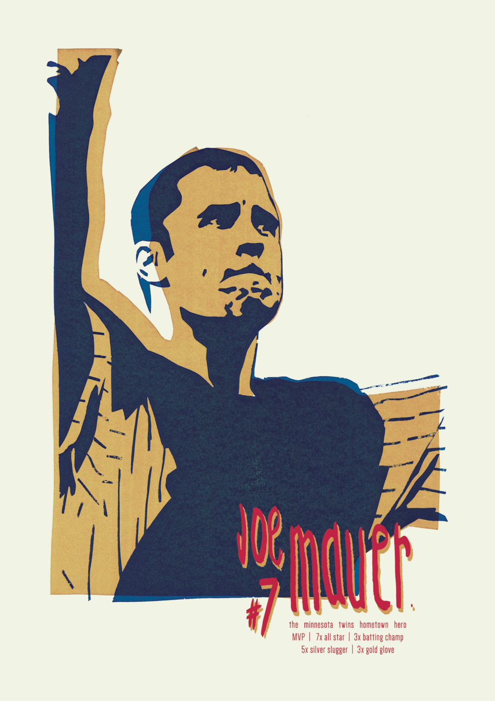 Joe Mauer #7 Stencil Poster