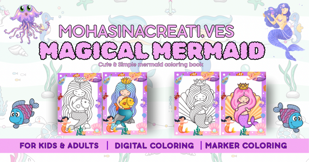 Magical Mermaid: Cute & Simple Coloring Book for All Ages