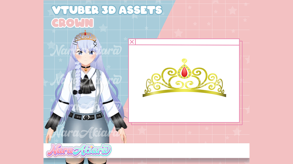 3D Vtuber Assets Gold Crown V8 Vroid Commission, 3D assets ready to use ...