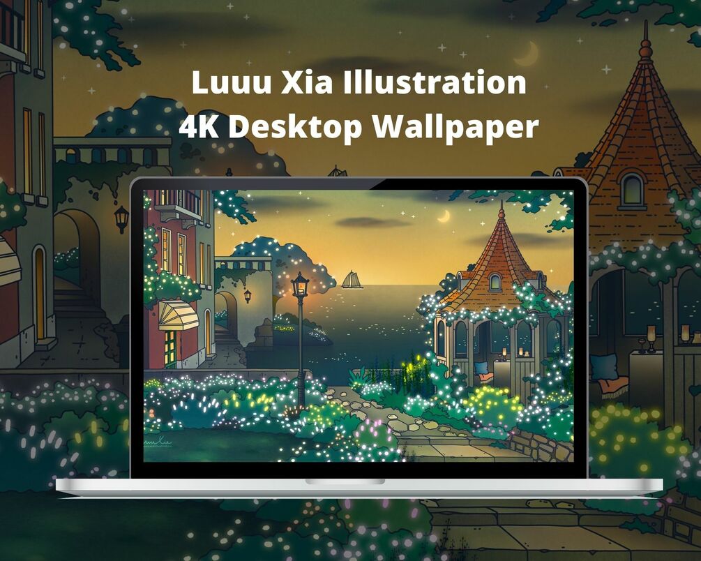 Luuu Xia Illustration 4K Desktop Wallpaper: Night In The Garden