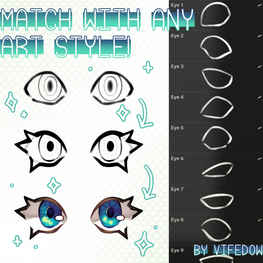 45 Universal Eye Shapes stamps for procreate