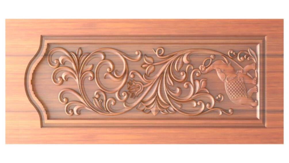 Elegant Elephant-Themed CNC ArtCAM Design for Doors