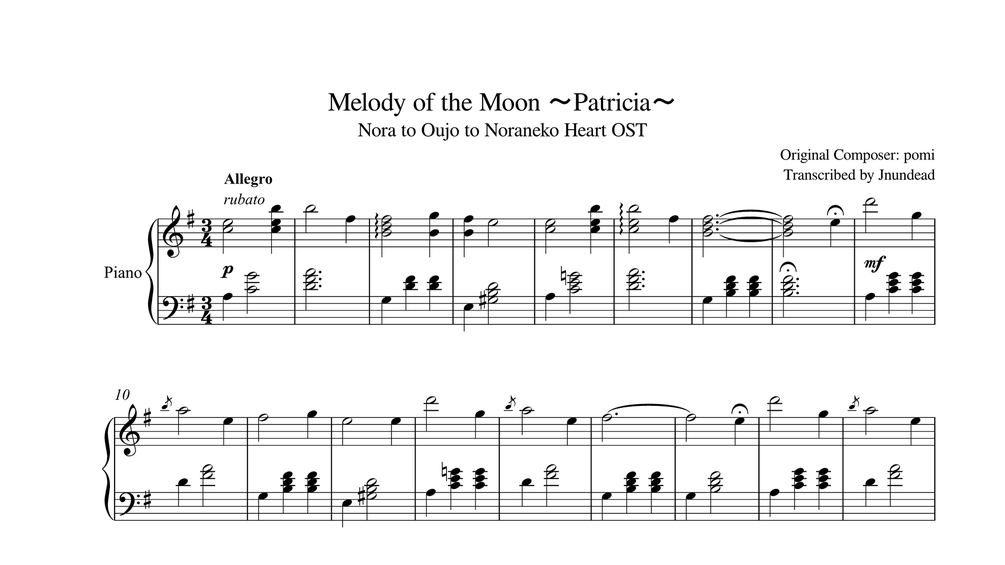[Nora to Oujo to Noraneko Heart OST] Melody of the Moon ～Patricia ...