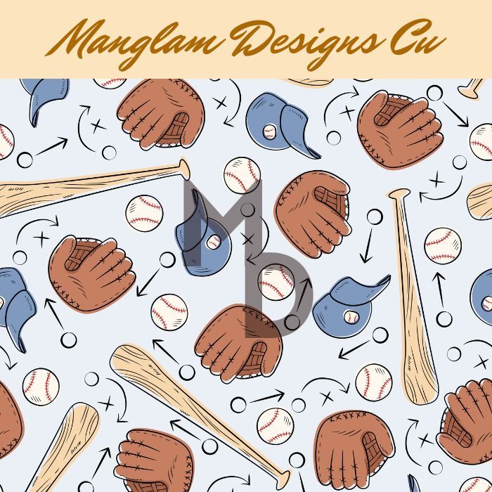 Baseball hand drawn hearts seamless repeat pattern, spring baseball ...