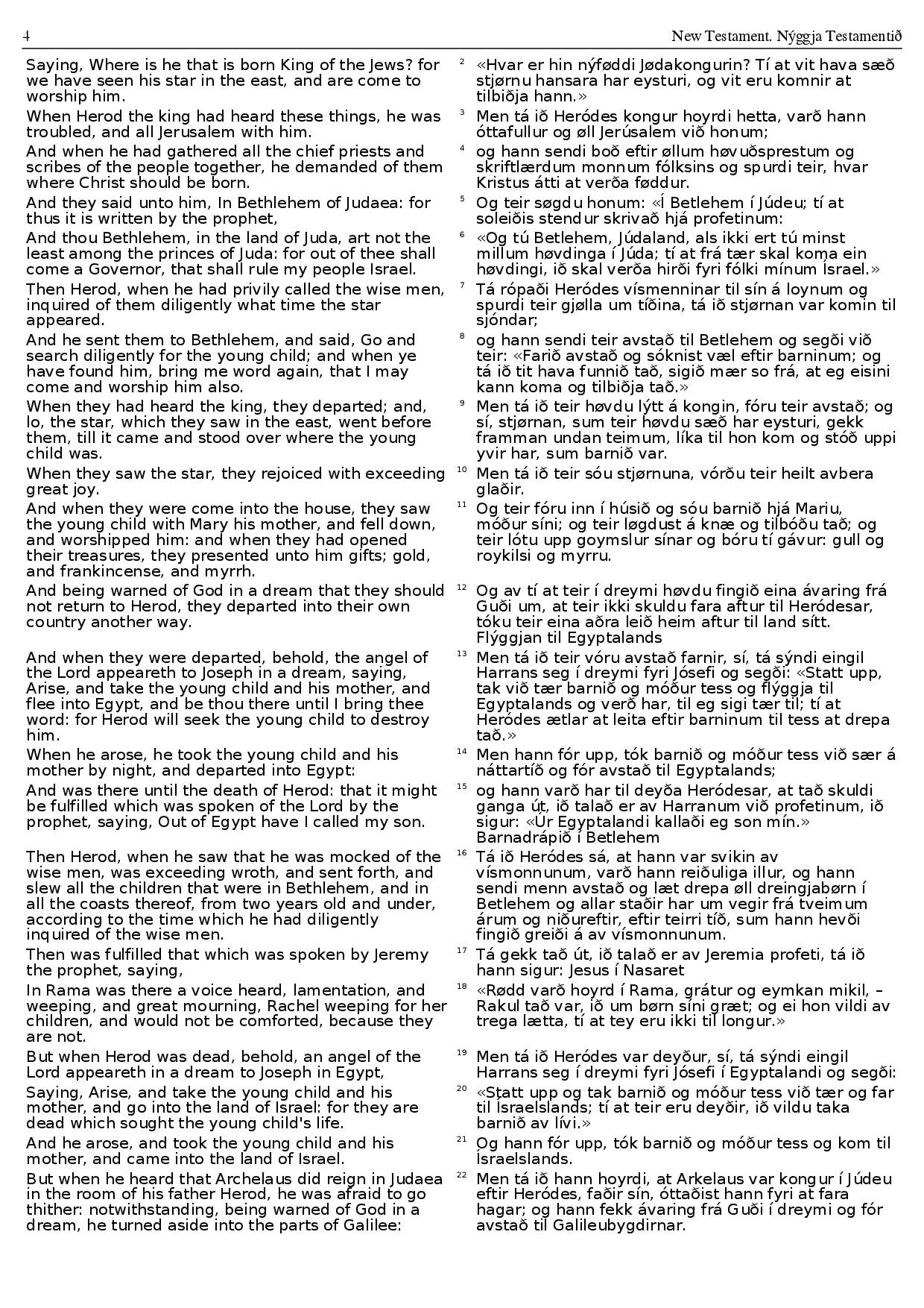 [PDF] New Testament: English - Faroese parallel text