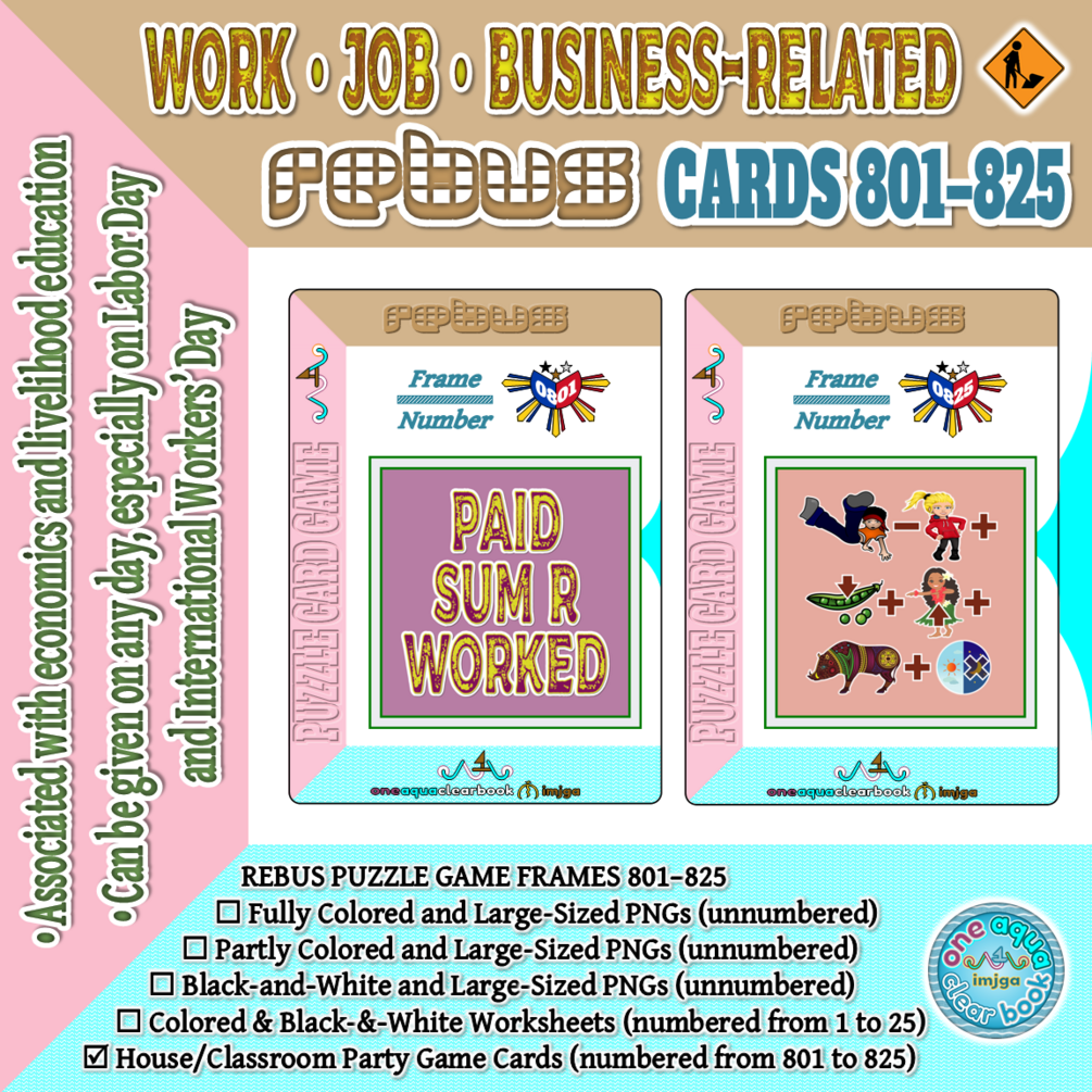 WORK • JOB • BUSINESS-RELATED Rebus Puzzle Party Game Cards 801–825