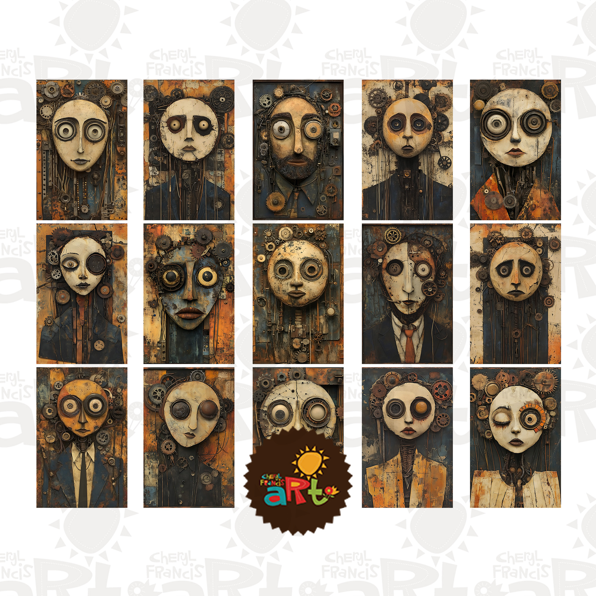 30 pc Junk Assemblage Art Character Portrait Collage Printable Junk ...