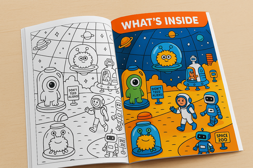 Space Explorers – Printable Coloring Book for Kids (15 Pages, PDF)