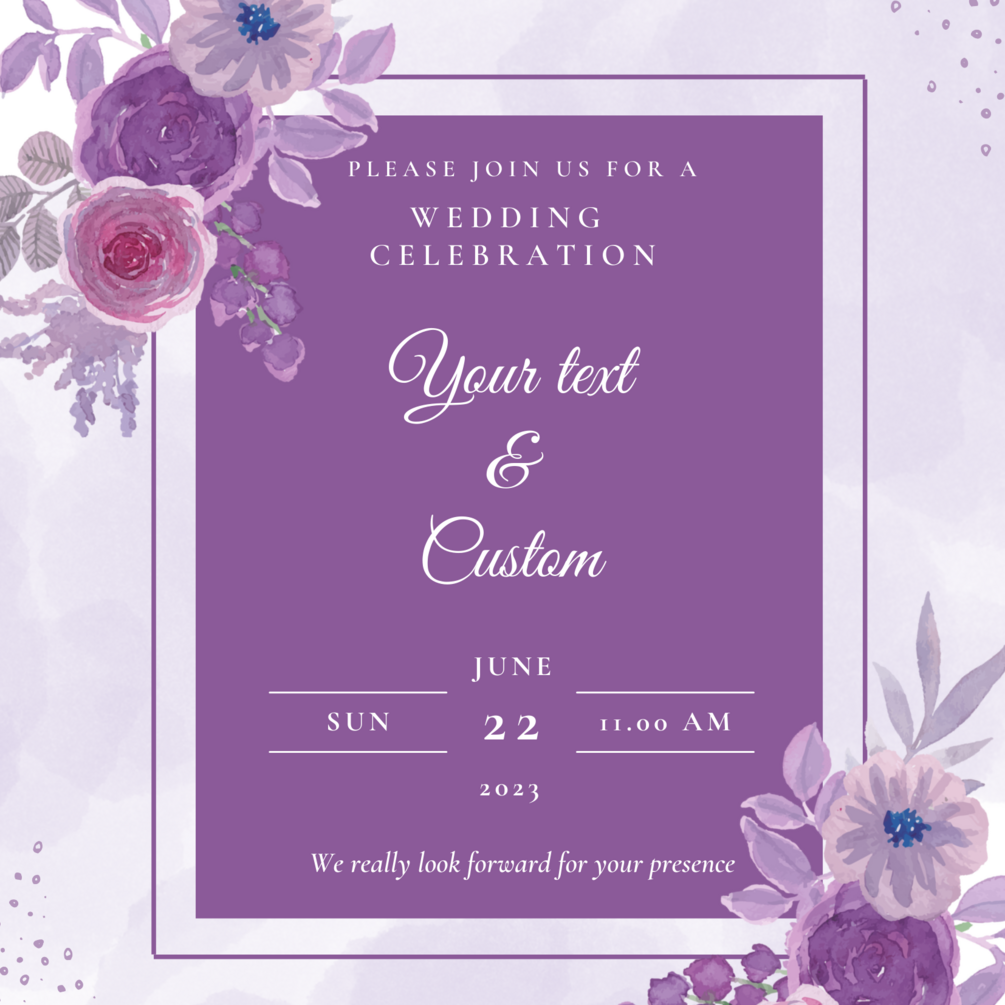 Floral wedding invitation card custom (digital)