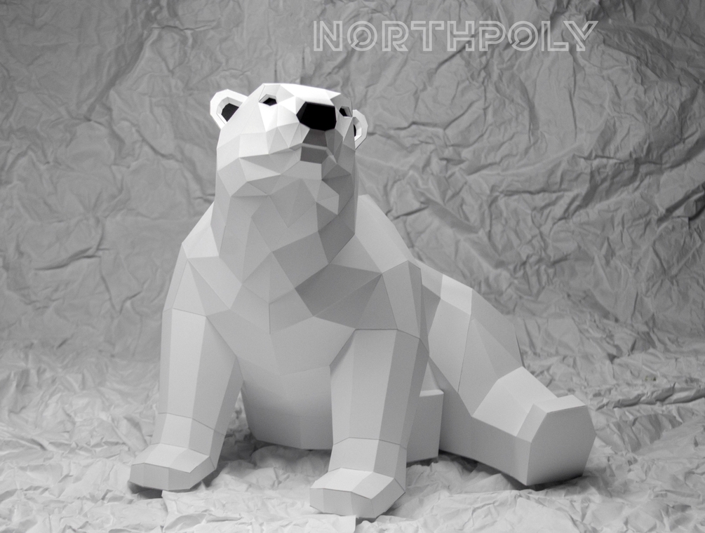 Baby Polar Bear (390 mm) Papercraft, Pdf, Gurko, Pepakura, Template, 3D ...