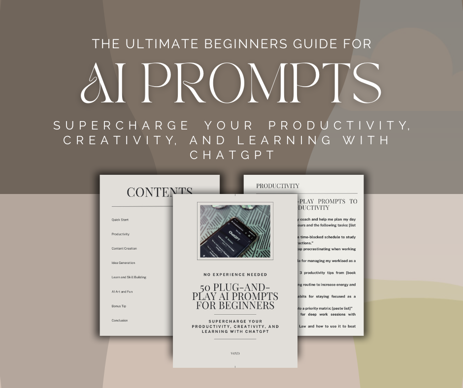 50 Plug-and-Play AI Prompts for Beginners by VoyD