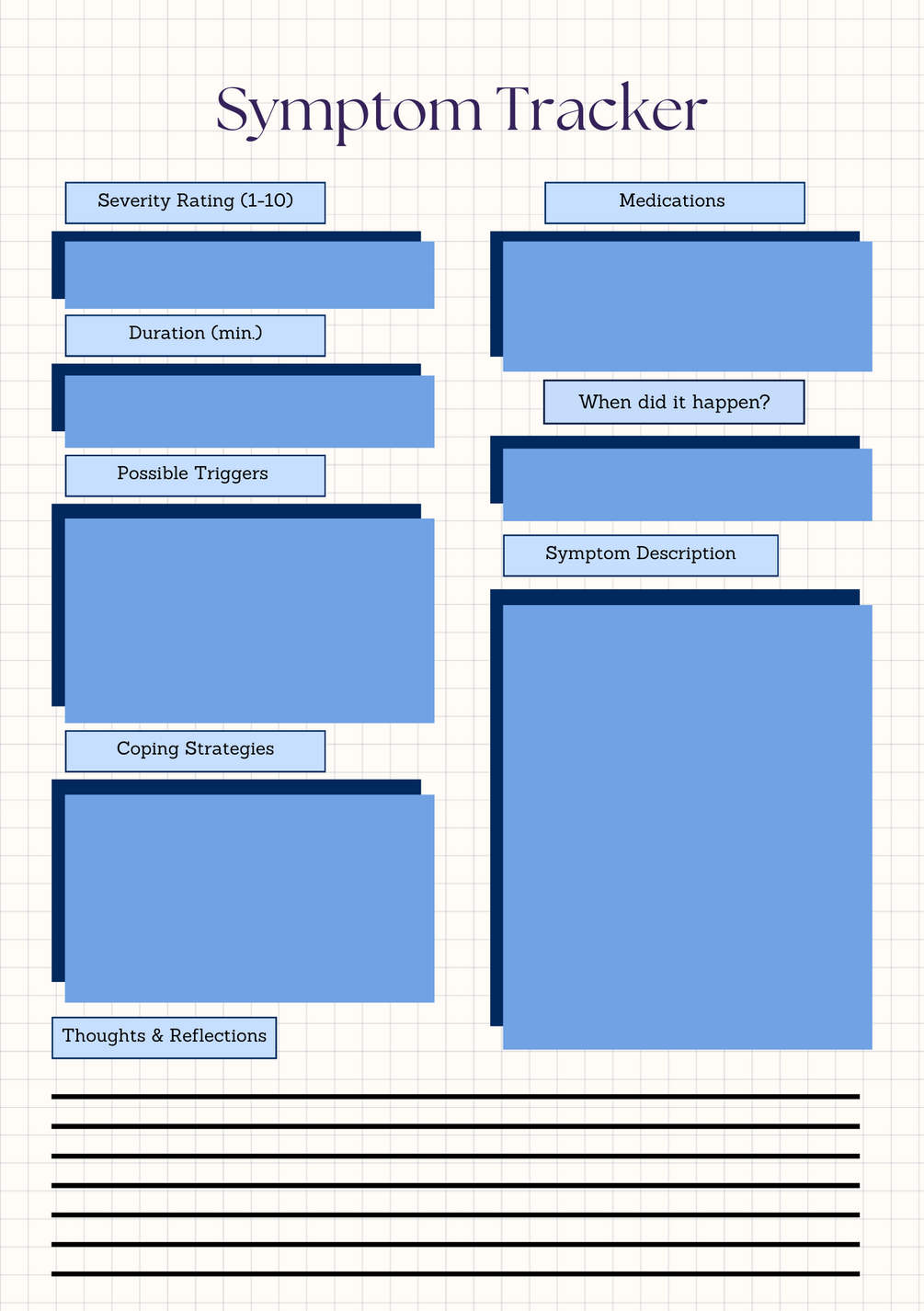 Symptom Tracker Worksheet
