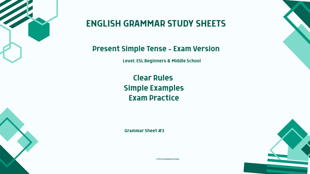 English Grammar Exam Bundle – 3 Study Sheets (ESL & Middle School)