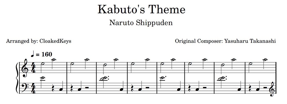 Kabuto's Theme | From "Naruto Shippuden" [Sheet Music PDF]