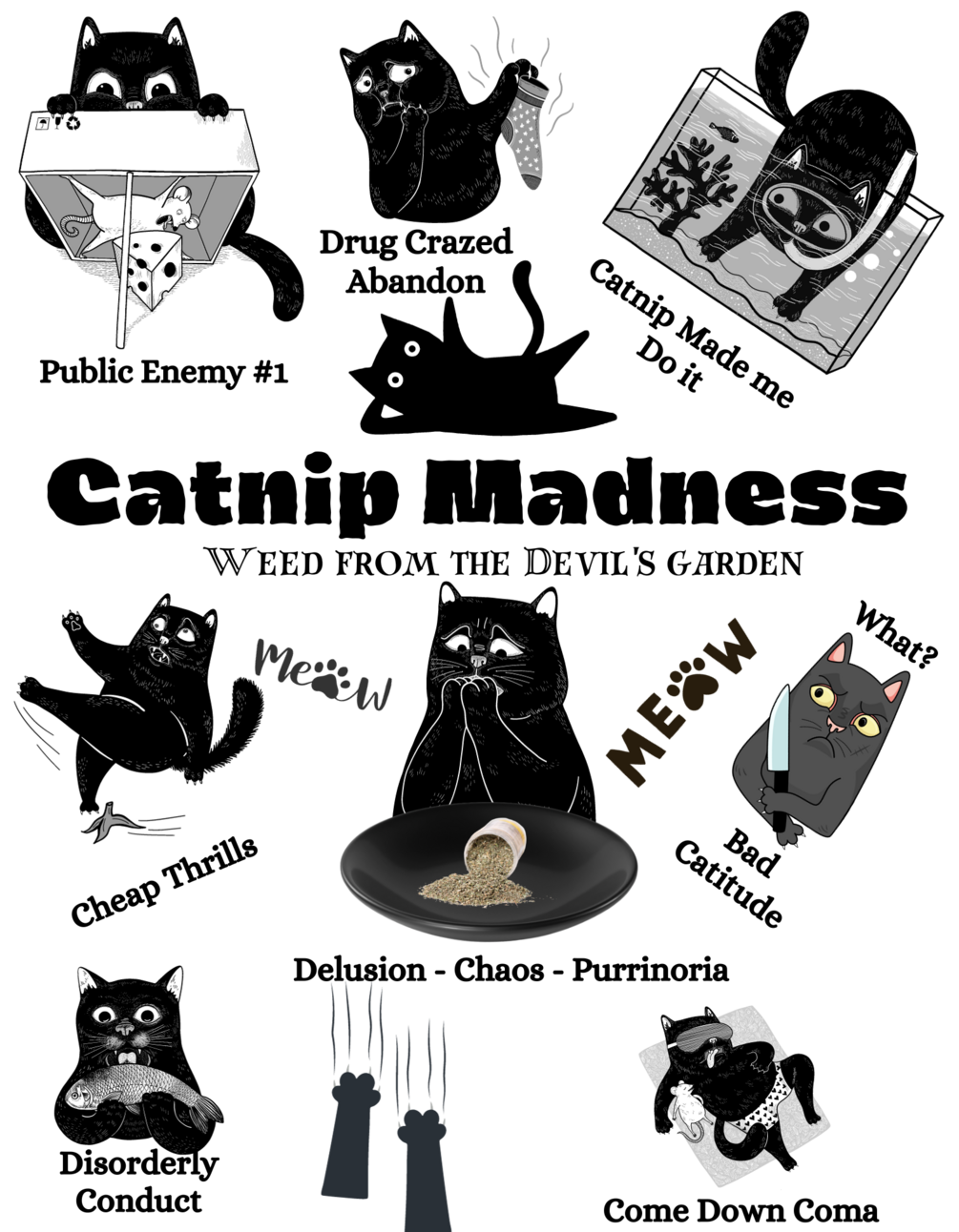 Catnip Madness PNG File for T-Shirts, Mugs, Etc...
