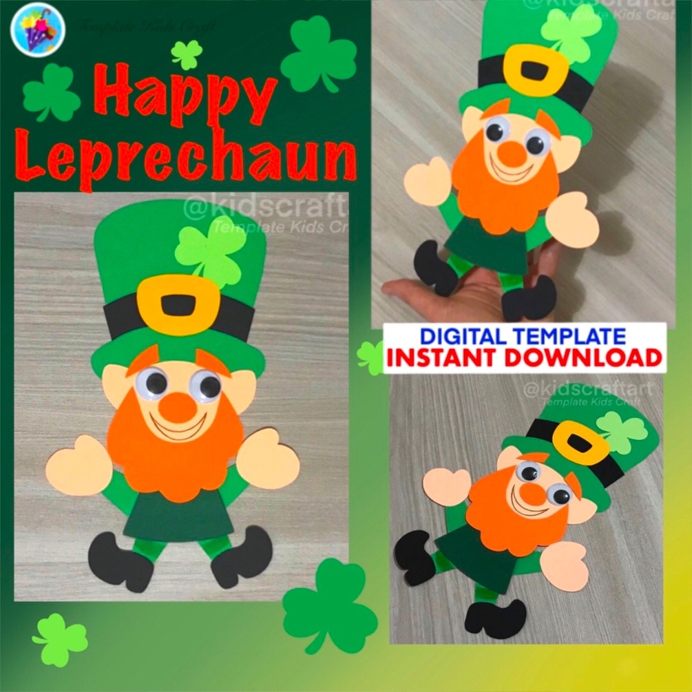 St Patrick’s Day Happy Leprechaun Craft Lucky Clover Patricks crafts ...