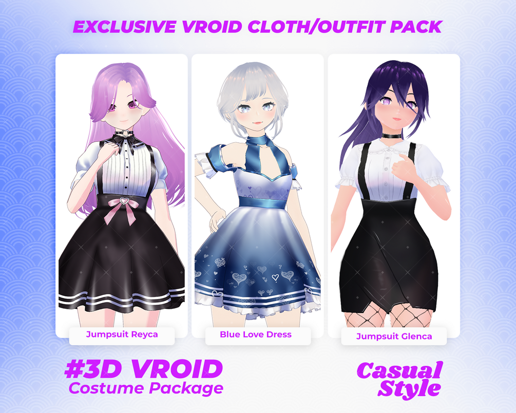 Fashionable Casual Theme VRoid Clothes for 3D Model Customization ...