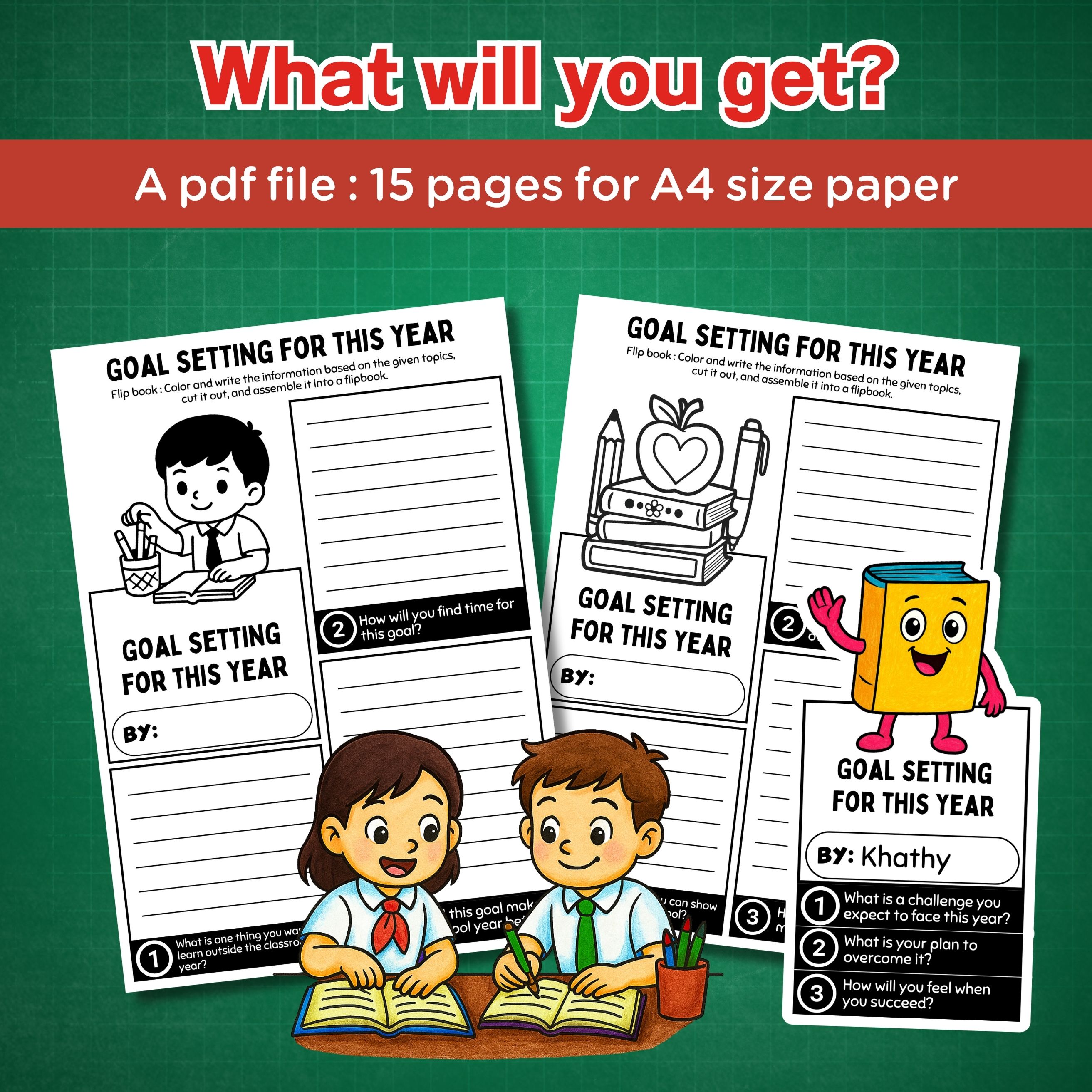 Goal Setting for This Year Flipbook for Grades 2-6, Back to School ...