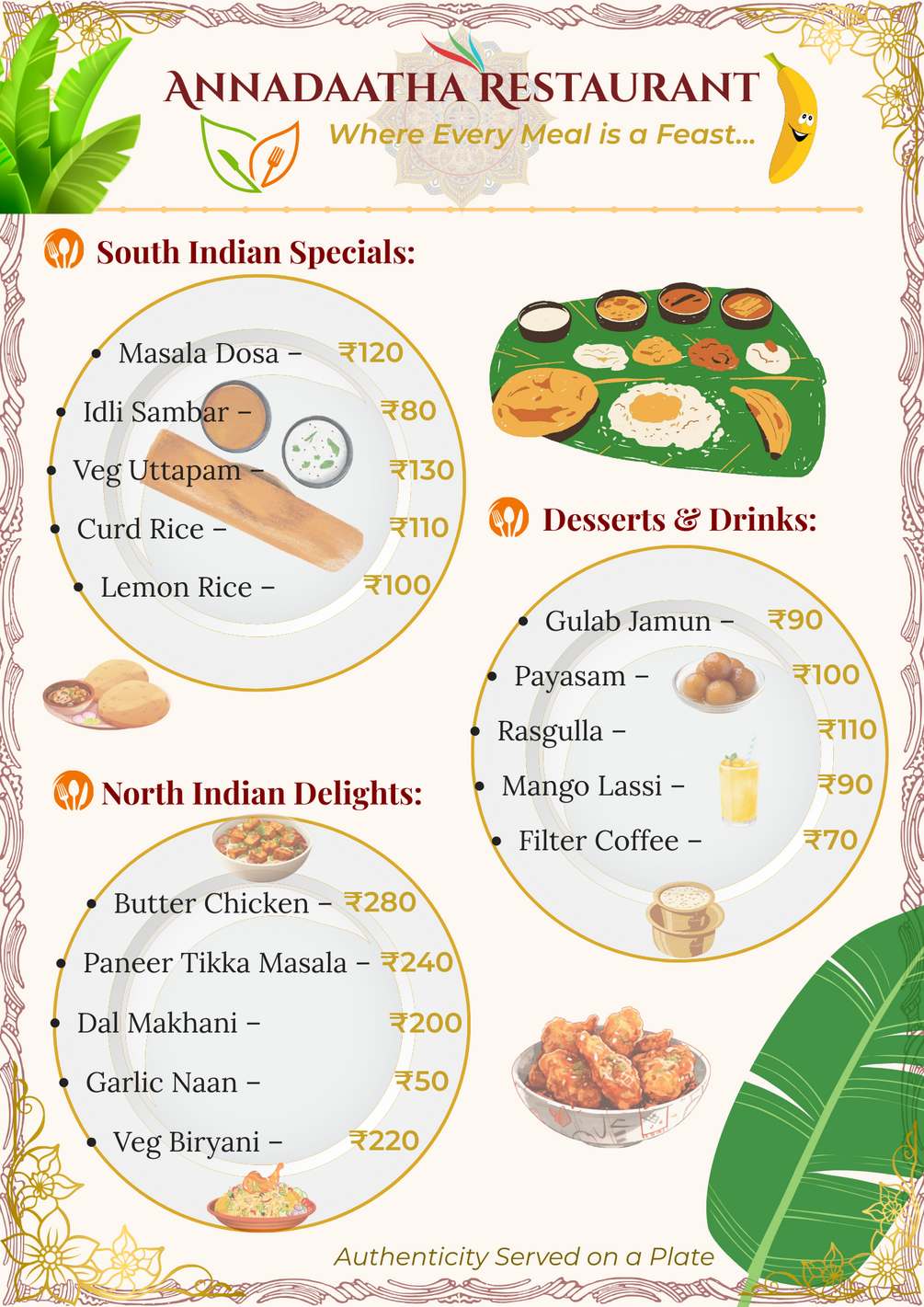 Digital Menu Card Template for Restaurants.