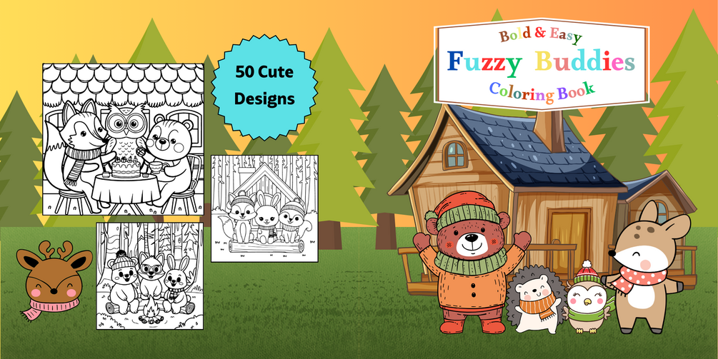 Bold & Easy Fuzzy Buddies Coloring Book