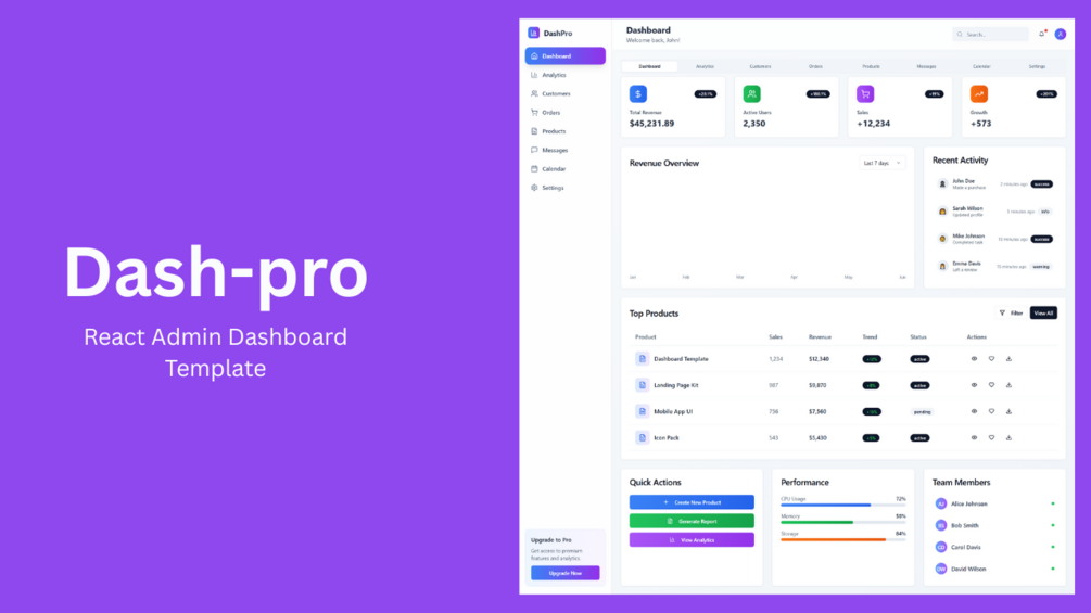 Dashpro – React Admin Dashboard Template